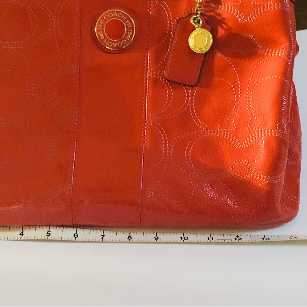 Coach Signature Patent Leather Kiss Lock Tote - Gem